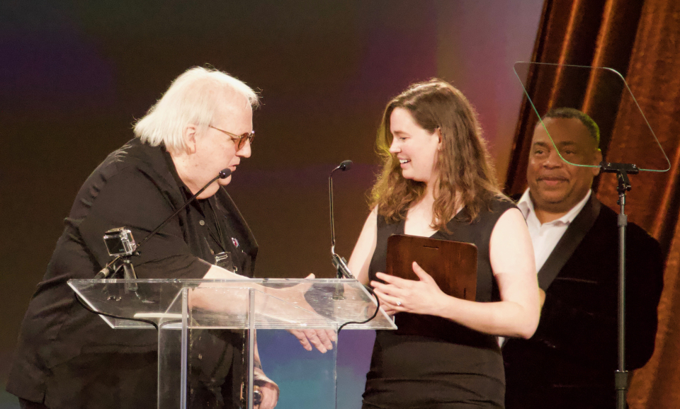 George Petersen and Host Jay Lamont present the IT Audio Award to Meyer ...